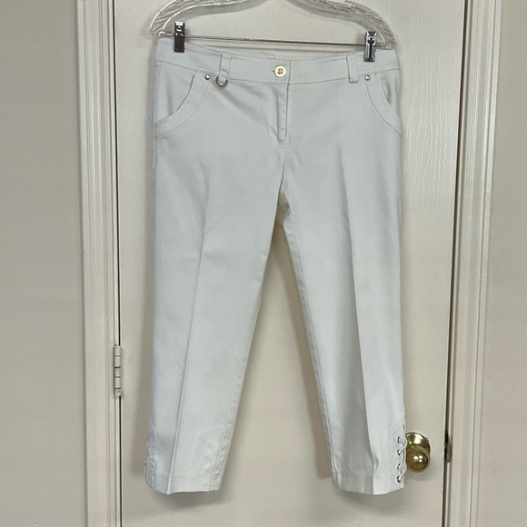 Cache | Pants & Jumpsuits | Cache White Cropped Trousers | Poshmark
